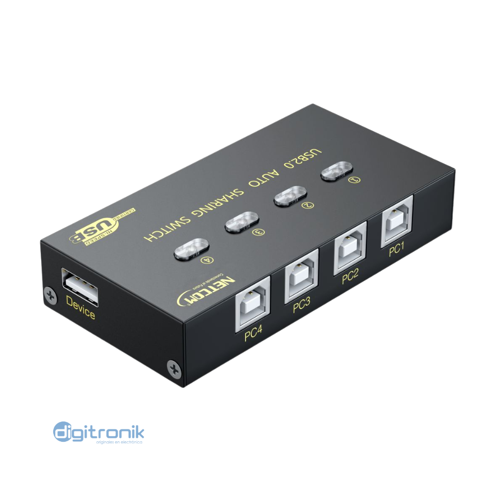 SWITCH USB IMPRESORA 4 X 1 NETCOM PE-SU0014 – digitronik