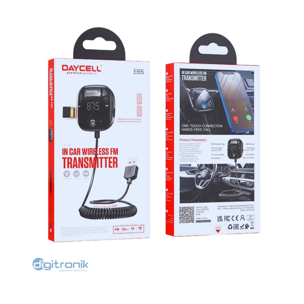 TRANSMISOR BLUETOOTH FM PARA AUTO DAYCELL E65 – digitronik