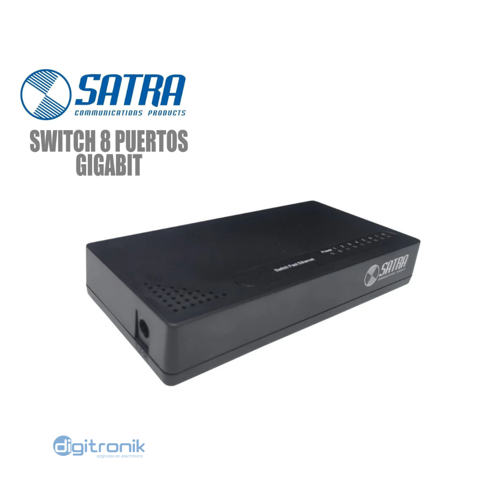 SWITCH GIGA 8 PUERTOS 10/100/1000 DESKTOP SA-S1008 SATRA – digitronik