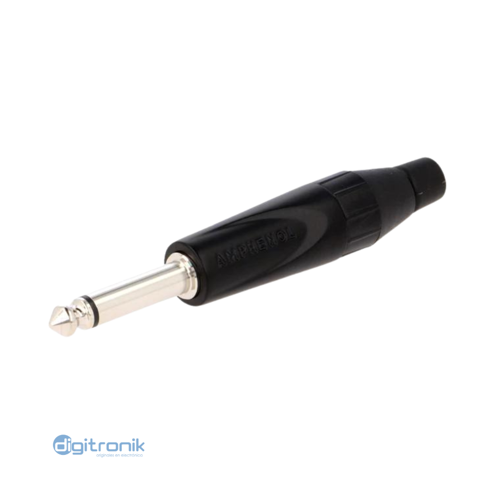 PLUG MONO 1/4" 6.3MM AEREO PLATEADO NEGRO AMPHENOL TM2PB – digitronik