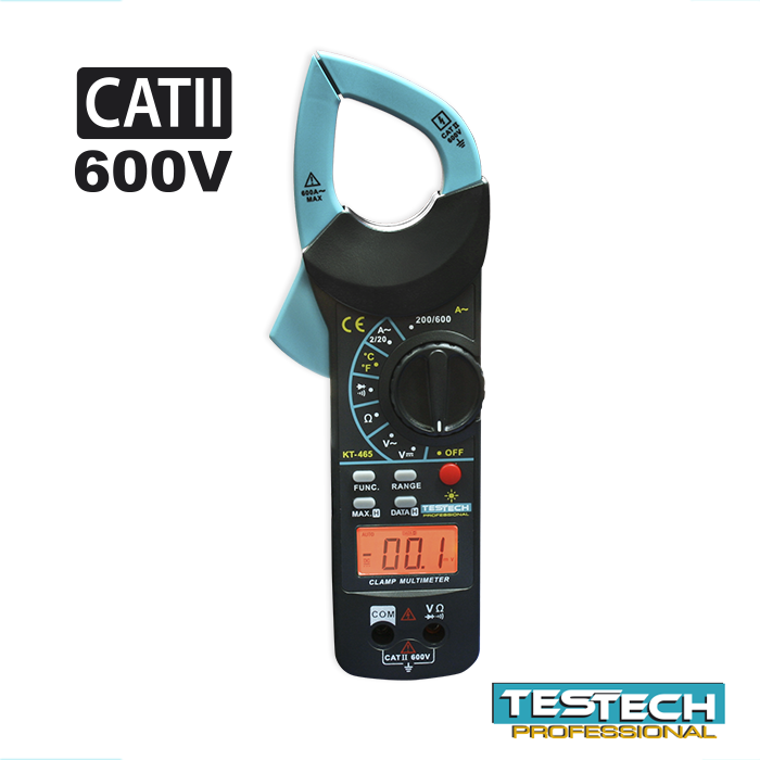 PINZA AMPERIMETRICA TESTECH CON TEMPERATURA ("C & "F) AC/DC 600V KT-46 ...